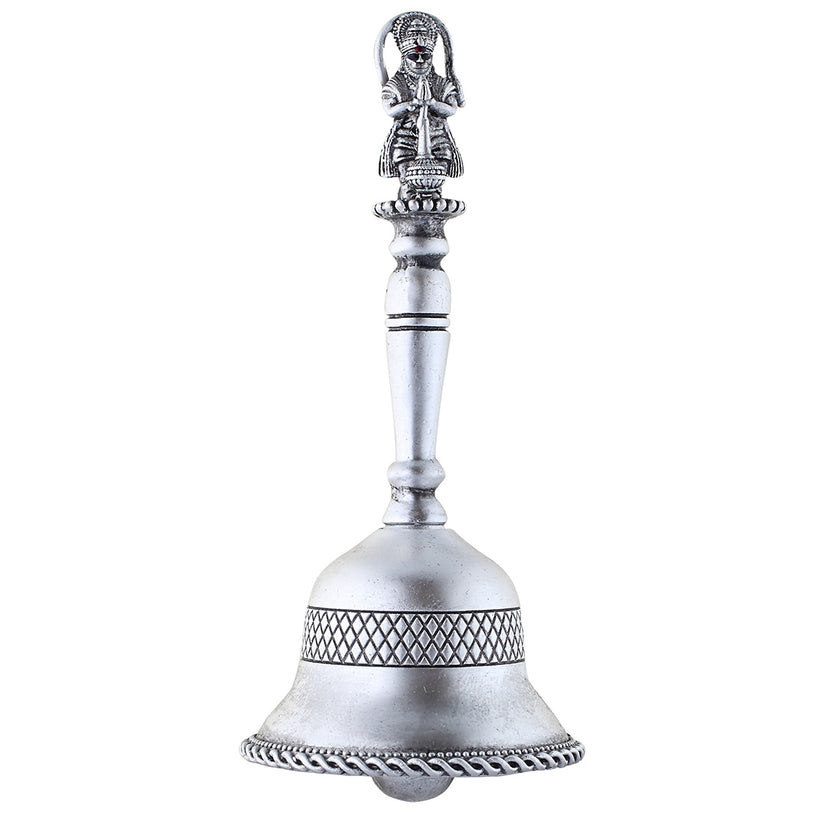 Silver Pooja Bell Ghanti for Mandir Pooja (Hanuman Figure) ~ CaratCafe