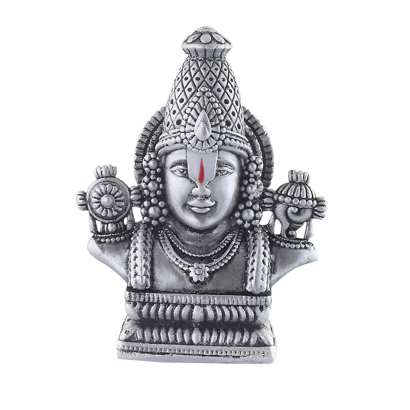 Tirupati Balaji Venkateswara Idol Pure Silver 925 Statue ~ CaratCafe