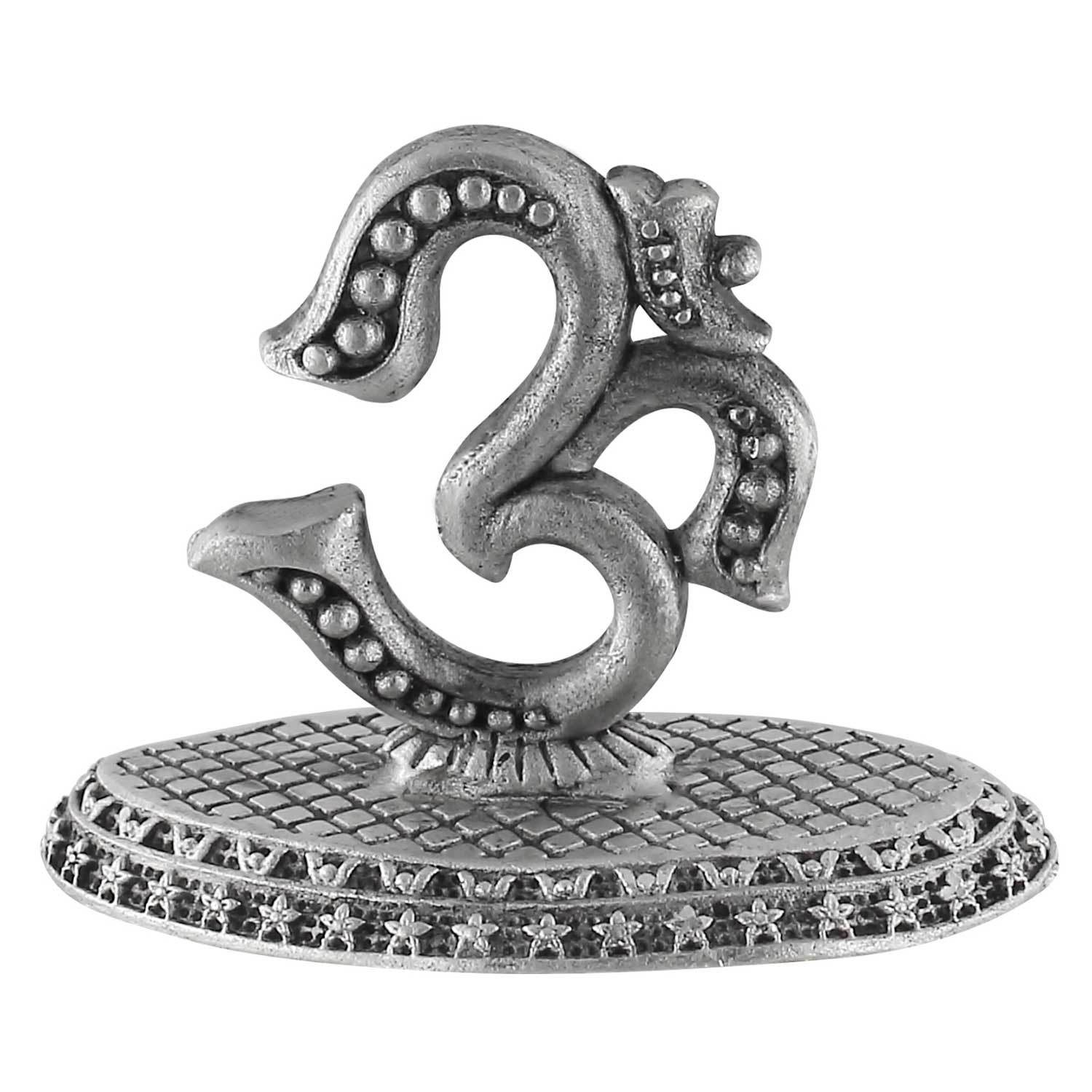 Silver Om Symbol Showpiece –1 Inch | 925 Silver Idol ~ CaratCafe