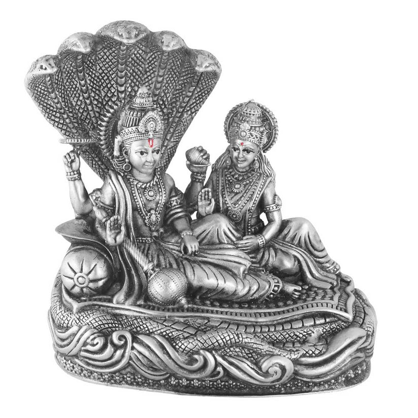 Silver Vishnu Laxmi Idol, God Narayan Mata Lakshmi Murti ~ CaratCafe
