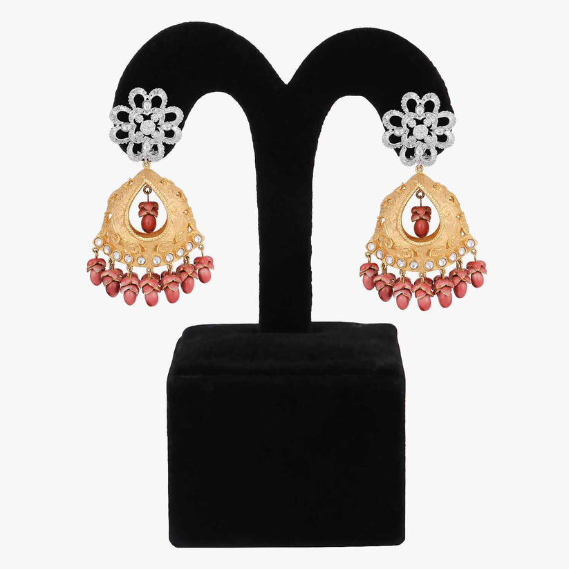Textured Gold Bell enamel work Natural Diamond Earrings ~ caratcafe ...